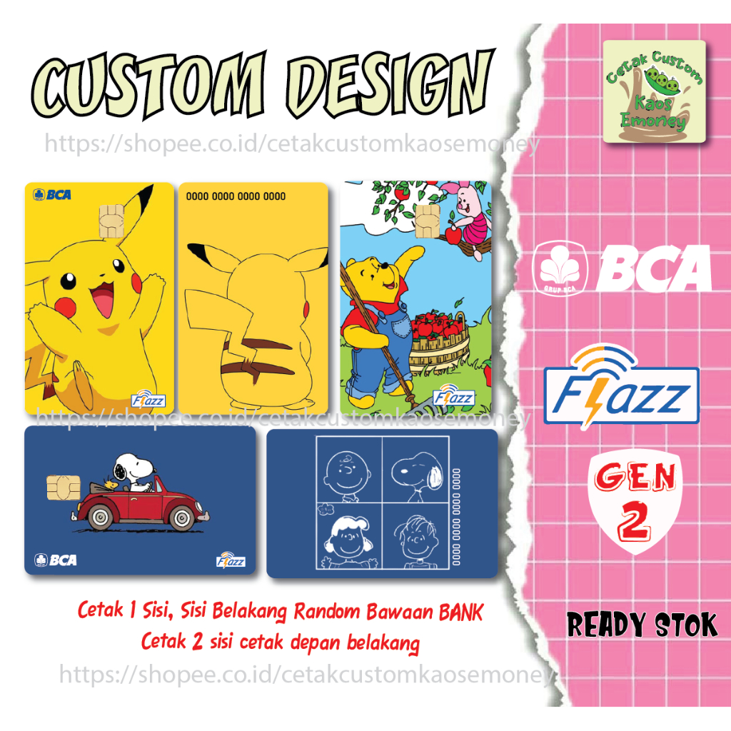 Jual CUSTOM KARTU DESIGN EMONEY BCA FLAZZ KARTU E MONEY E TOLL | Shopee ...