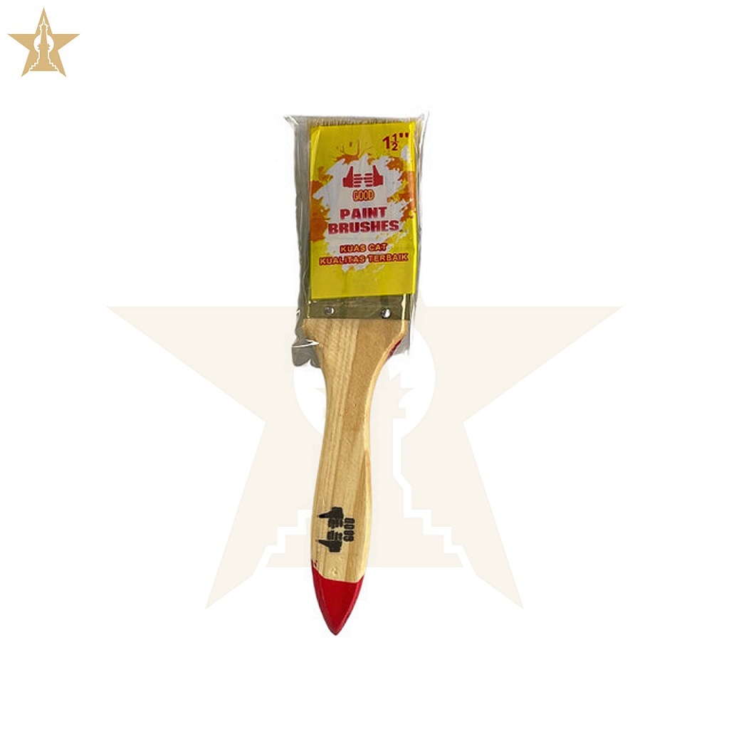 Jual kuas cat 1,5 inci gagang kayu. kuas cat tembok/kayu. harga per pc ...