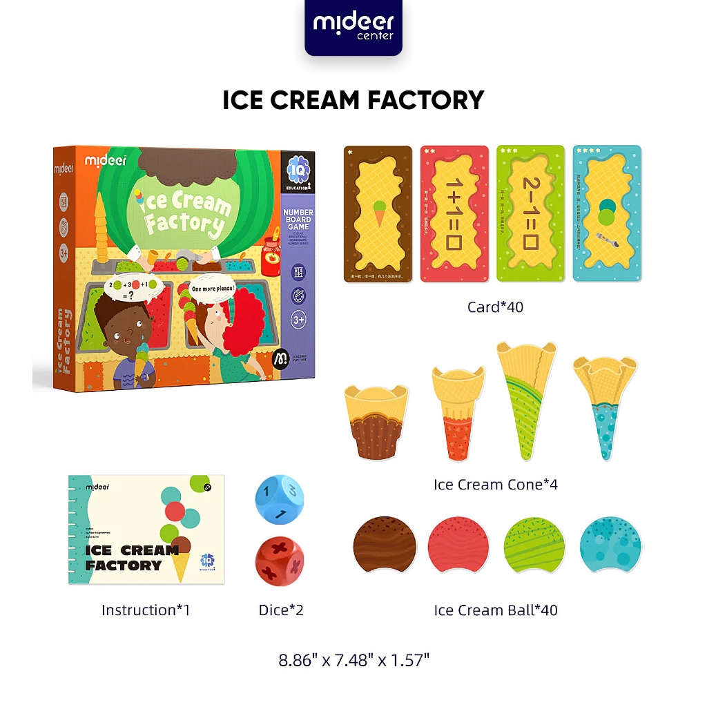Jual Mideer Ice Cream Factory Number Board Game Mainan Papan Berhitung ...