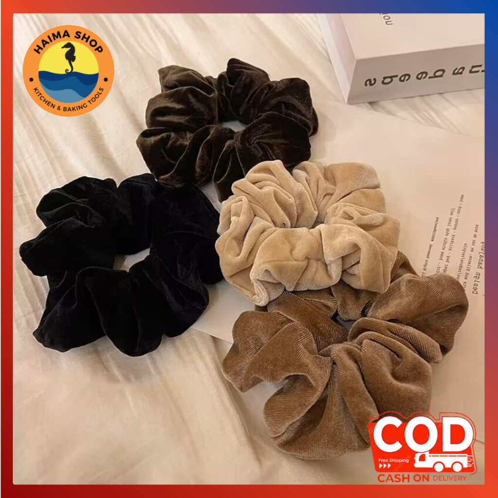 Jual IKAT RAMBUT SCRUNCHIE BAHAN BELUDRU VELVET / COLOR OLD MONEY ...