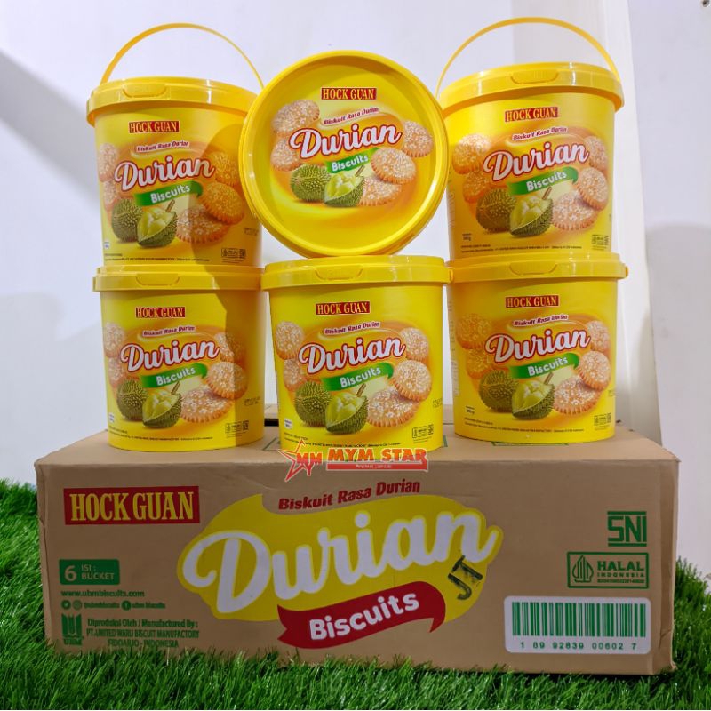 Jual (1 DUS) Hock Guan Biscuits Durian Toples Timba 300g isi 6 | Shopee ...