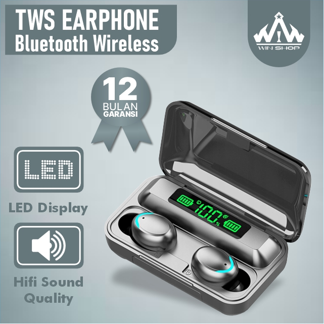 Jual Headset Bluetooth TWS F9-5 LED digital Display With Powerbank - Headset bluetooth TWS F9-5 ...