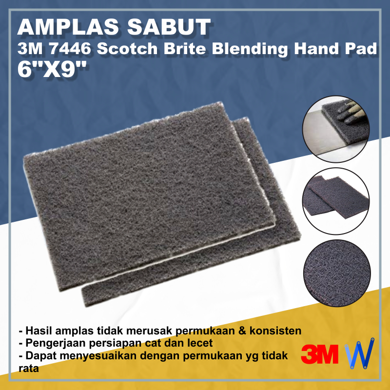 Jual Amplas Sabut Abu-abu 3M 7446 Amplas Scotch Brite Blending [6 Inch ...