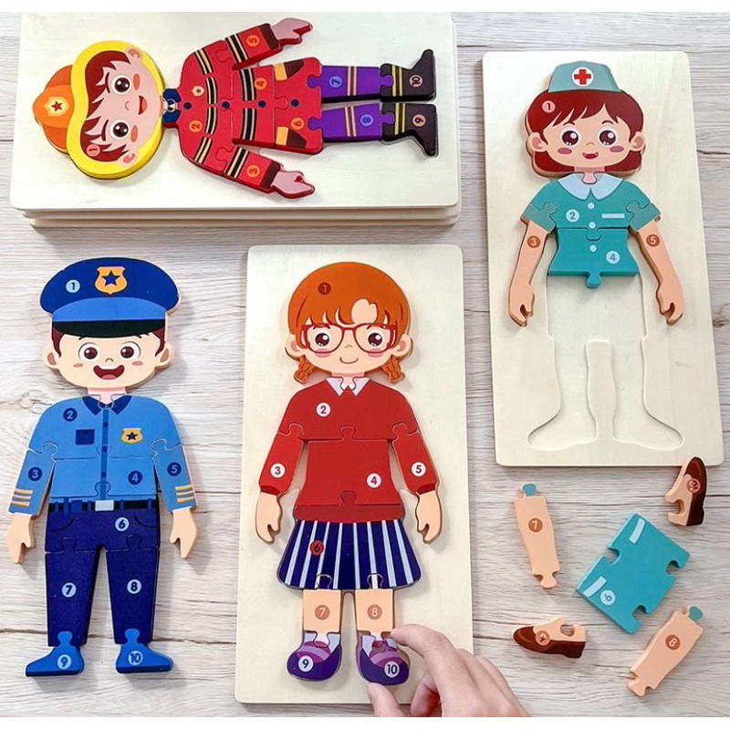 Jual mainan edukasi makassar/ puzzle 3D tema profesi/mainan puzzle ...