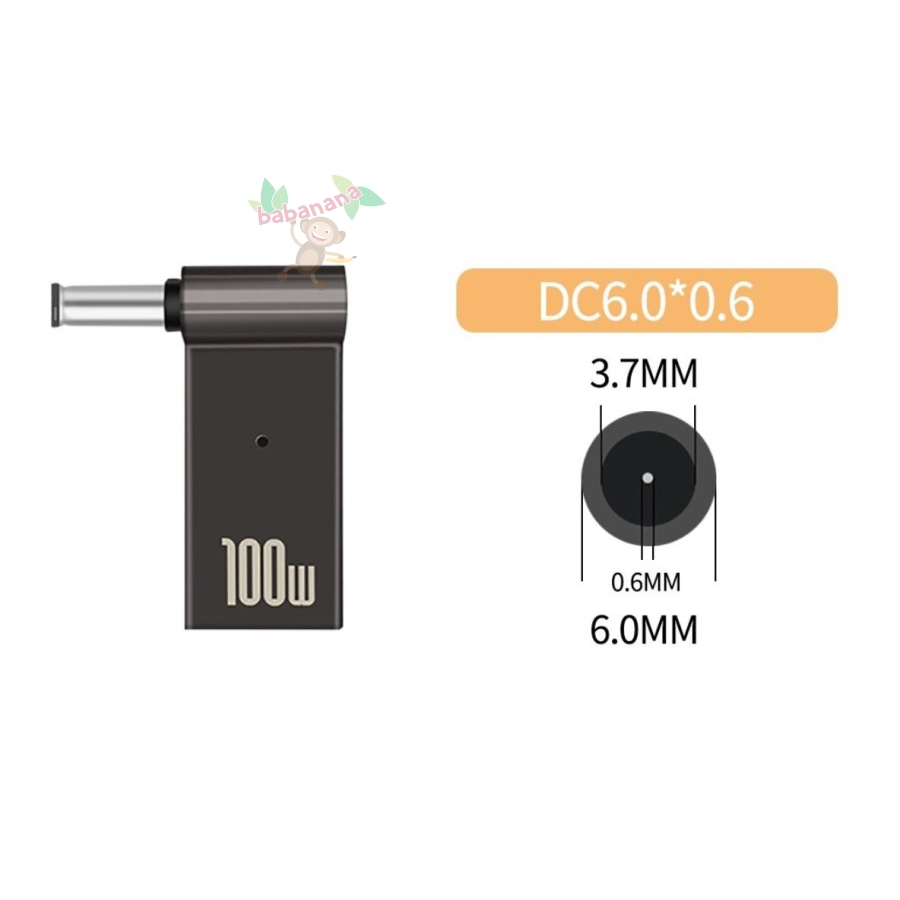 Jual 100W Adapter Converter Type-C PD 100 WATT TO DC Jack Laptop ...