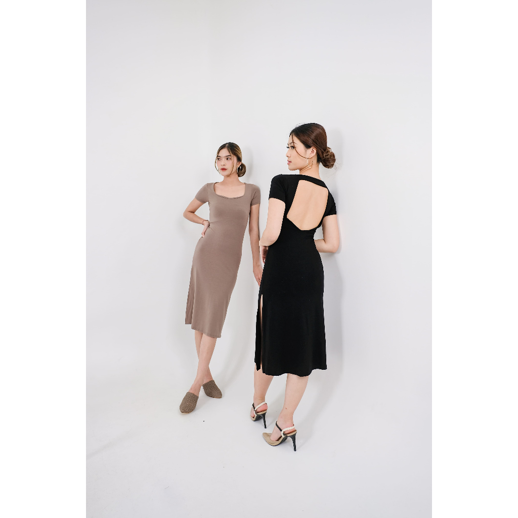 Jual EXIST THE LABEL | BACKLESS SLIT MIDI DRESS | Shopee Indonesia