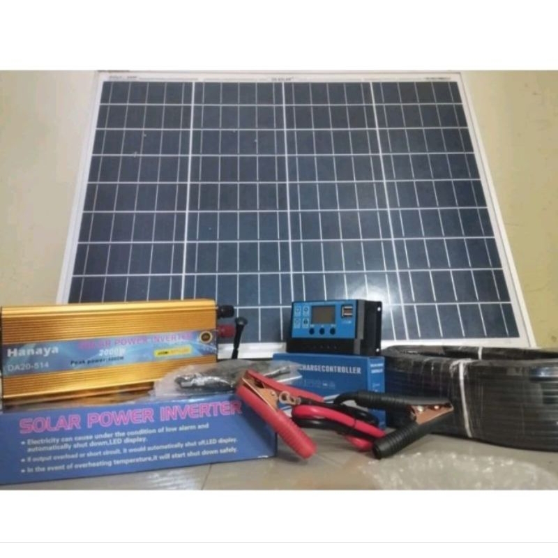 Jual Solar Panel 50 Wp satu Set inventer 2000 Watt controller | Shopee ...