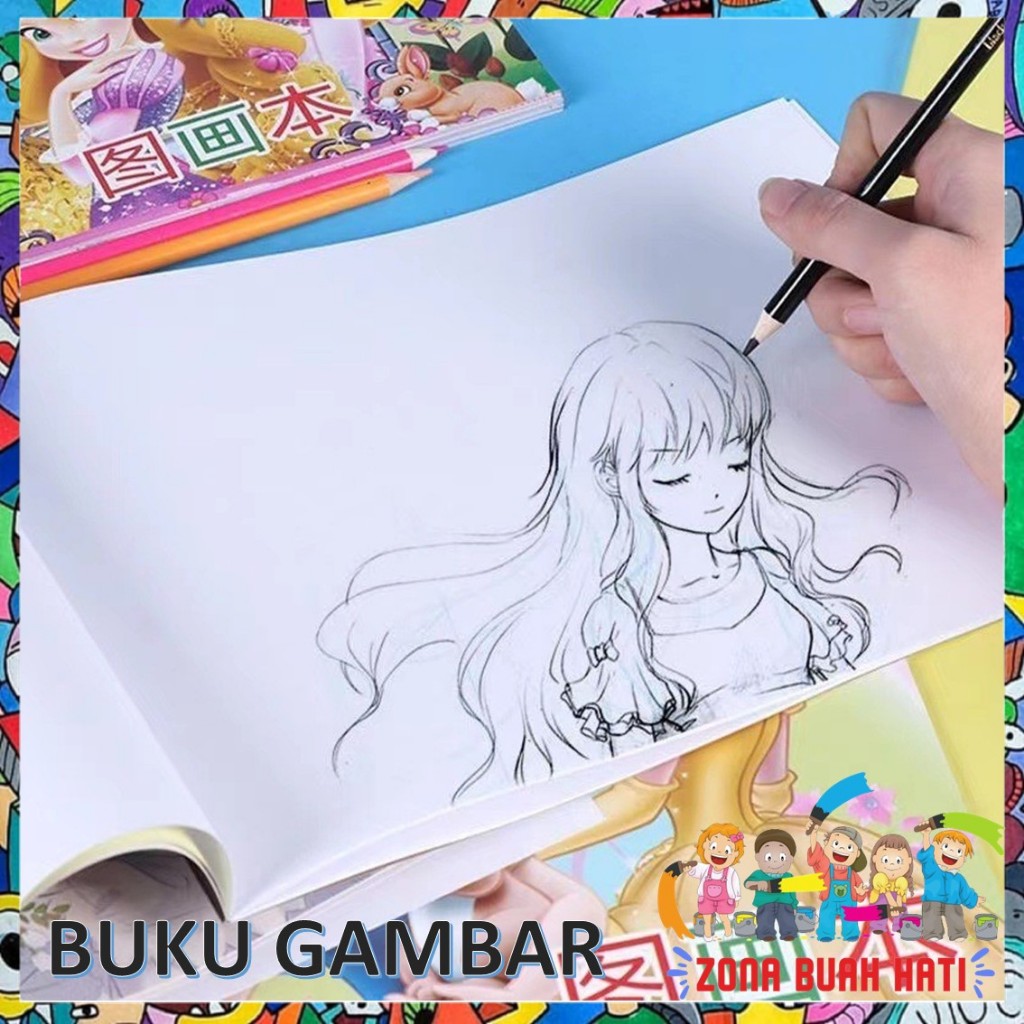 Jual ZBH Buku Gambar Karakter Isi 20 Lembar Drawing Book Anak B5 Tebal ...