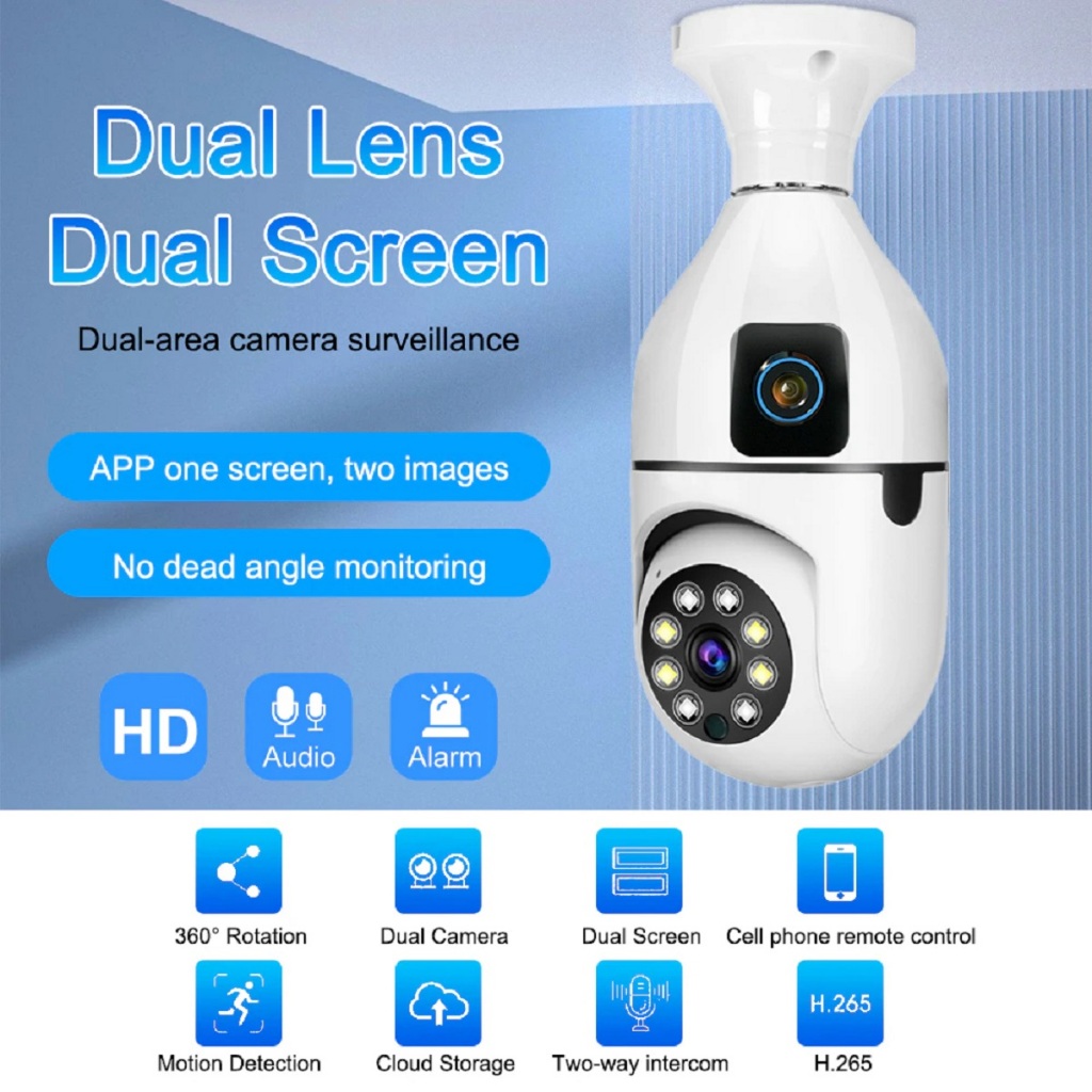 Jual V380 CCTV Lampu Kamera Full HD 1080P CCTV Wifi Lampu 360° PTZ ...