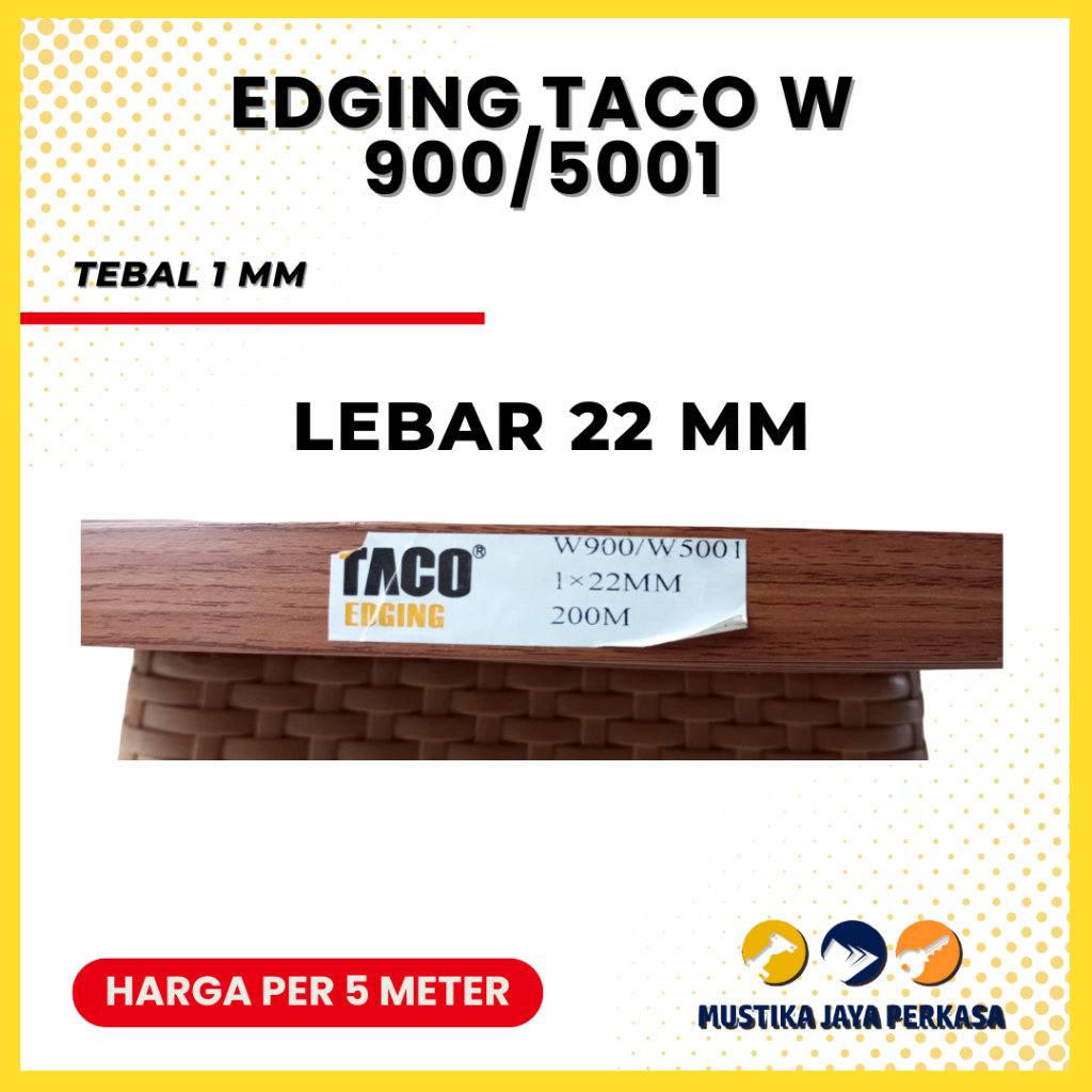 Jual Per 5 Meter Edging Taco W 900/5001 1 x 22 Mm Woodgrain 2 cm | Shopee Indonesia