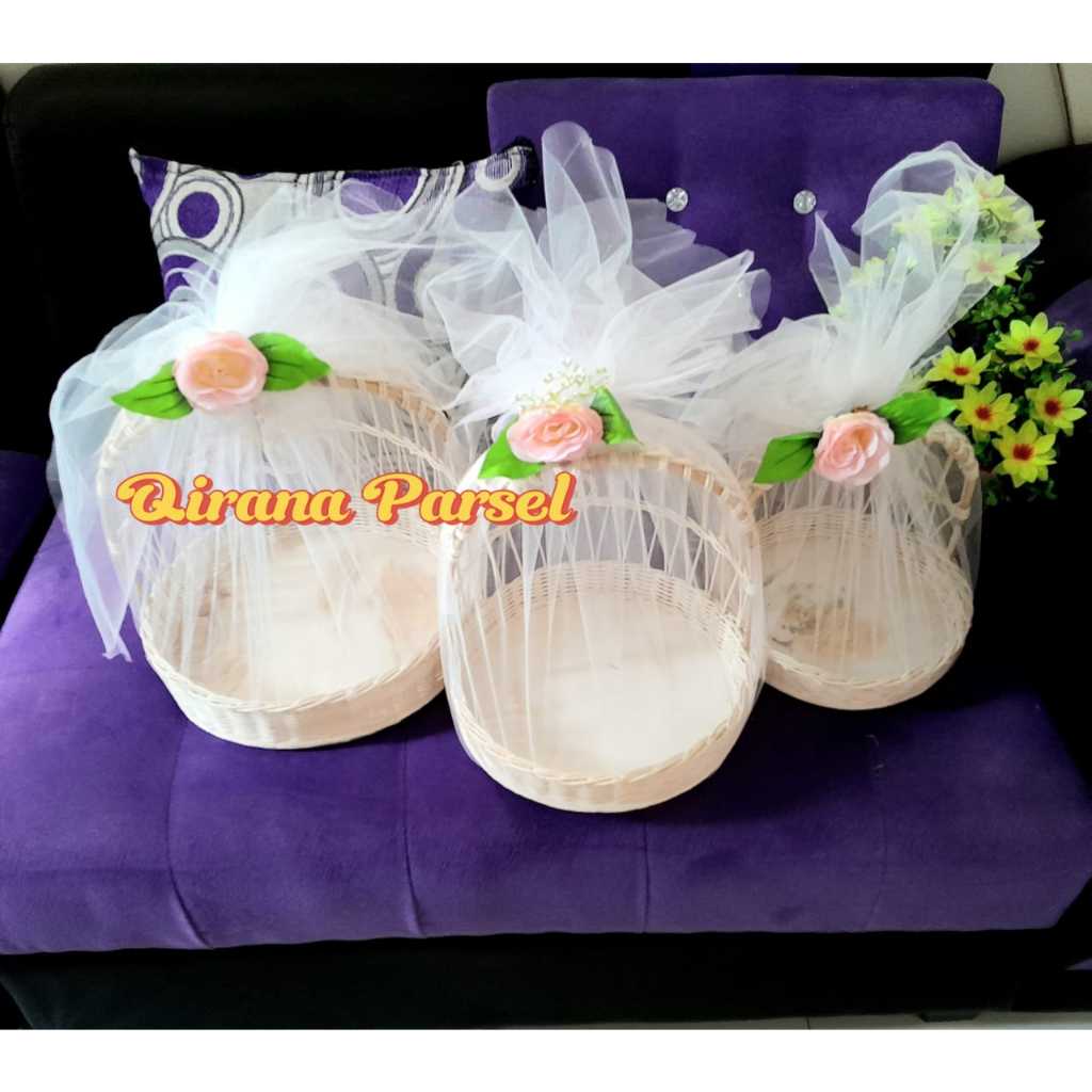 Jual Box Keranjang Tempat Hantaran Rotan Bulat Ayunan 1 Set isi 3 ...
