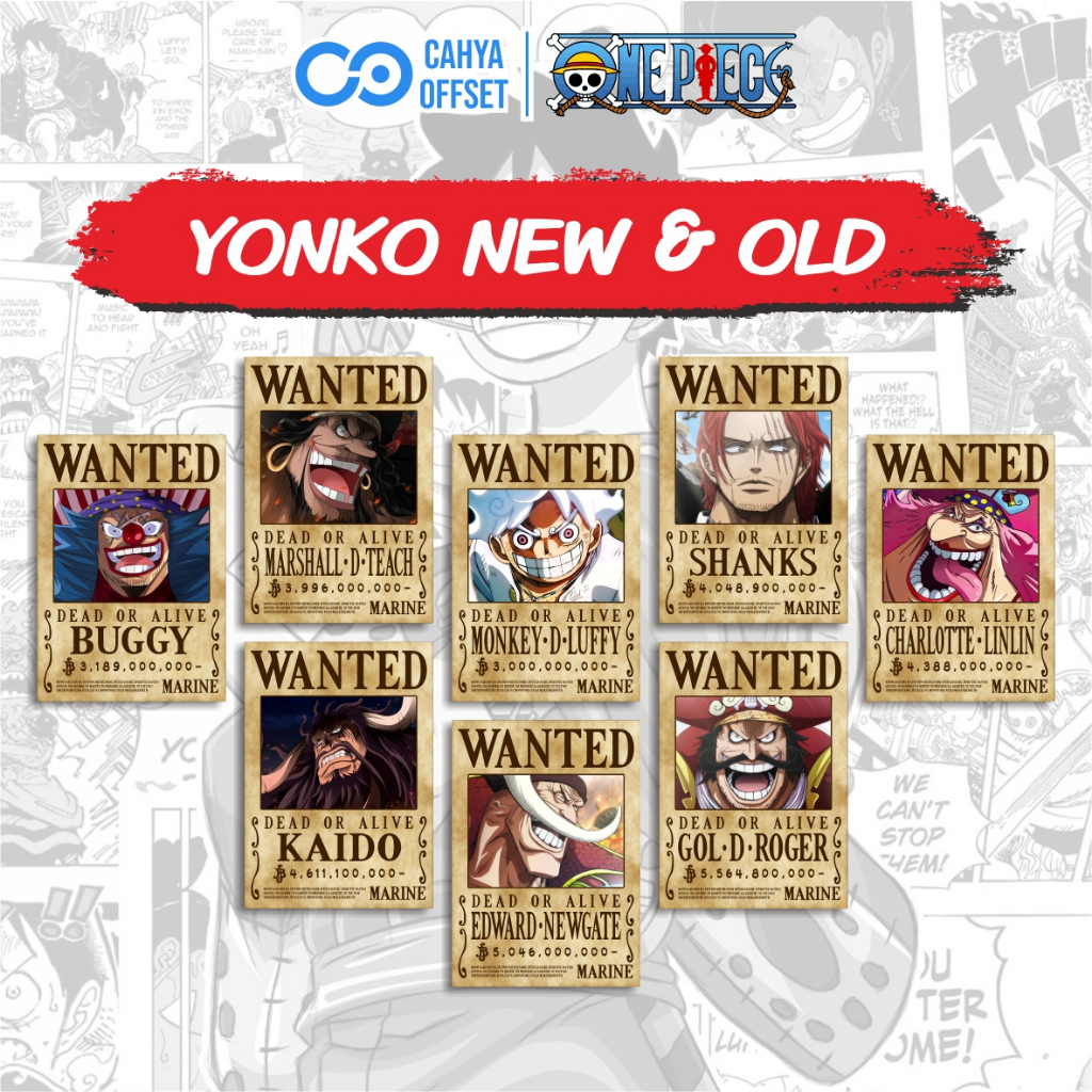 Jual 3.3 Cahya Offset - Poster Bounty One Piece Wanted 1 Set (8 Pcs) Yonkou New & Old Yonko Baru ...