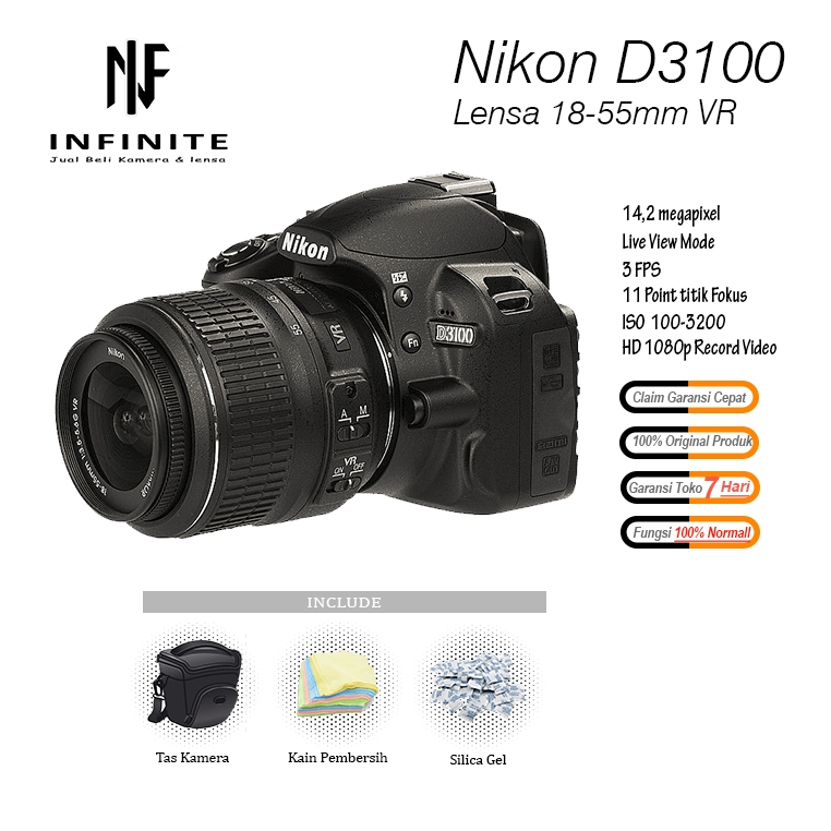 Jual NIKON DSLR D3100 KAMERA 1JT - AN SUPORT VIDEO | Shopee Indonesia