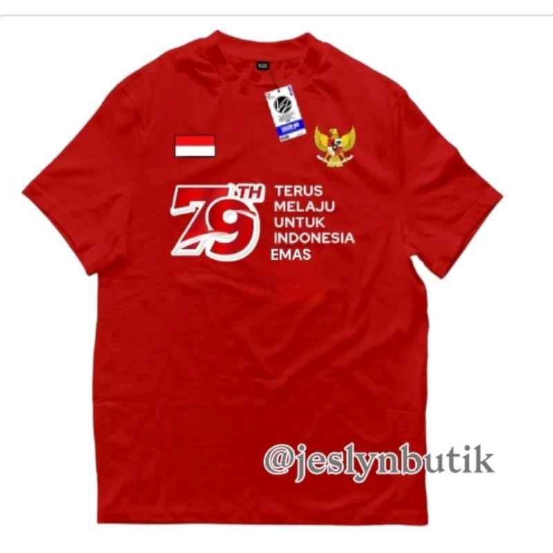 Jual Kaos Baju Distro HUT RI Ke-79 INDONESIA EMAS Kemerdekaan Garuda dan Bendera Dada Republik ...