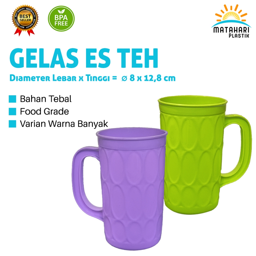 Jual (12 PCS) Gelas Es Teh/Gelas Plastik/Gelas Plastik Gagang/Gelas ...