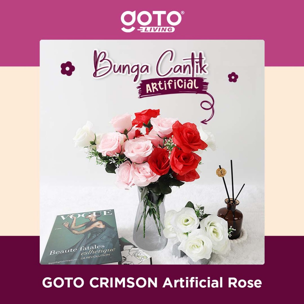 Jual Goto Crimson Bunga Hias Mawar Teratai Buket Plastik Artificial ...