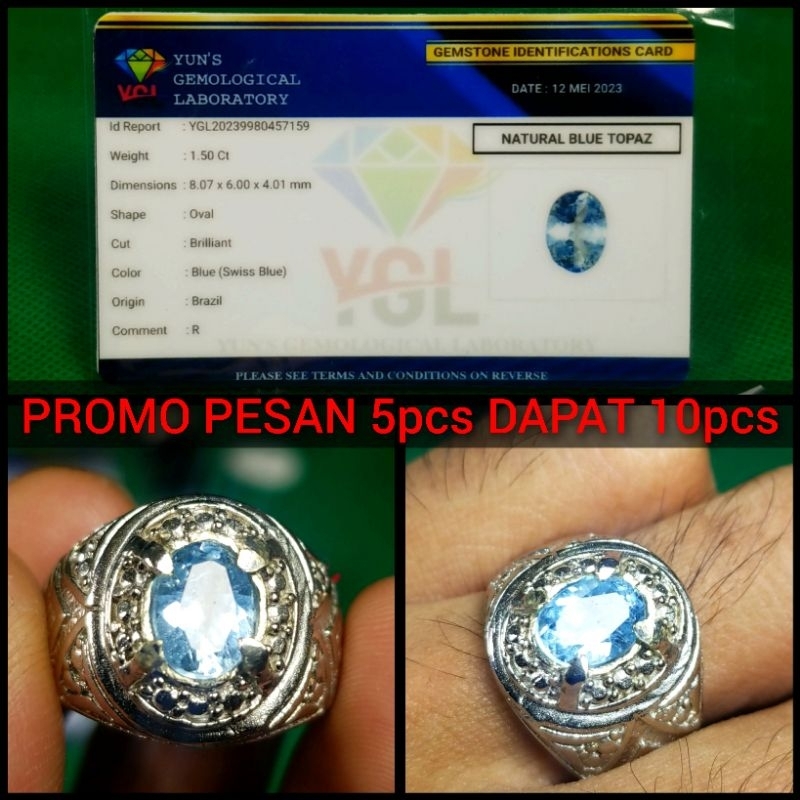 Jual PLUS MEMO NATURAL BLUE TOPAZ SWISS TOPAS BATU AKIK CINCIN PERMATA ...
