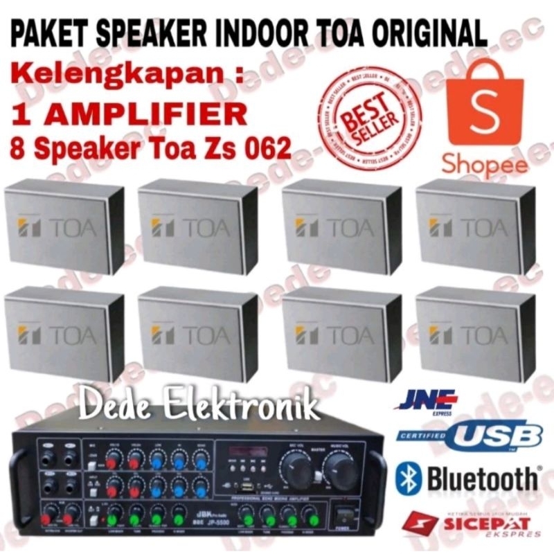 Jual PAKET SPEAKER INDOOR TOA ISI 8 SPEAKER TOA+AMPLIFIER BLUETOOTH ...
