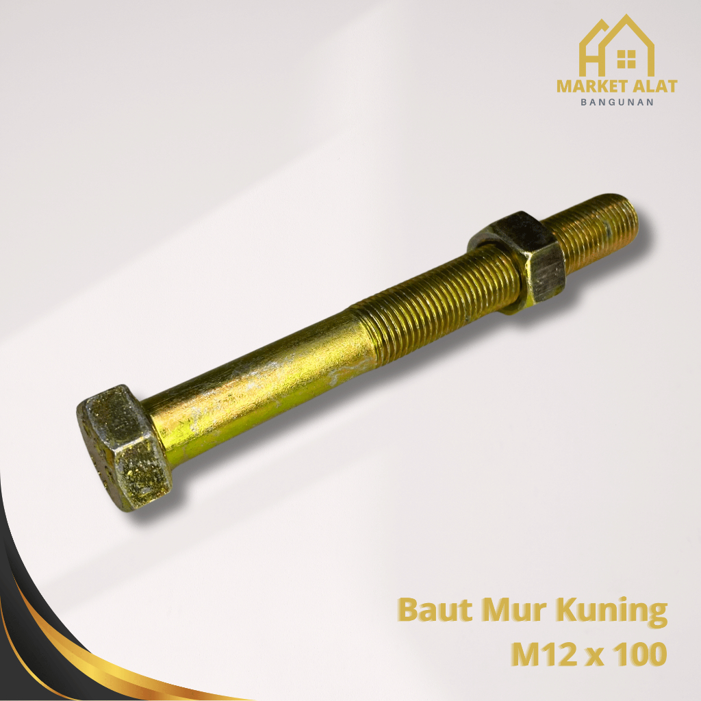Jual Baut Mur Kuning M12 x 100 mm Kunci 17 Panjang 10 cm Hexagon ...