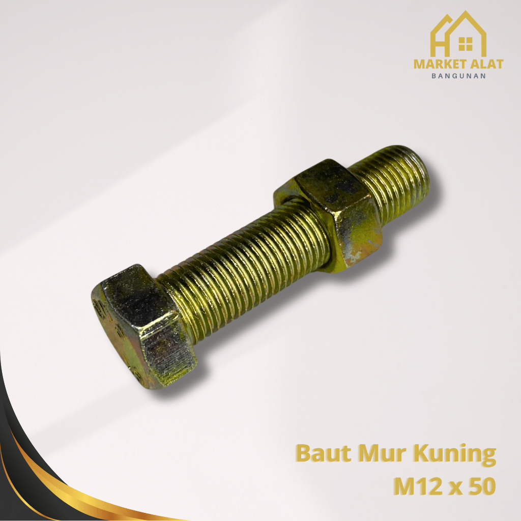 Jual Baut Mur Kuning M12 x 50 mm Kunci 17 Panjang 5 cm Hexagon | Shopee ...