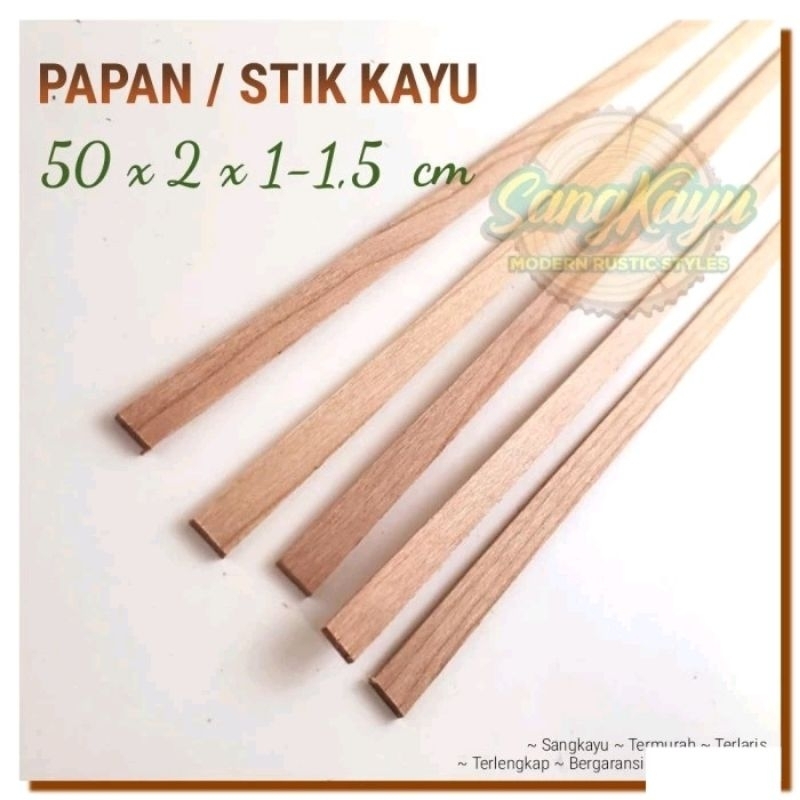 Jual Termurah Stik kayu papan kayu kecil 50x2 cm wooden stick craft bsf ...