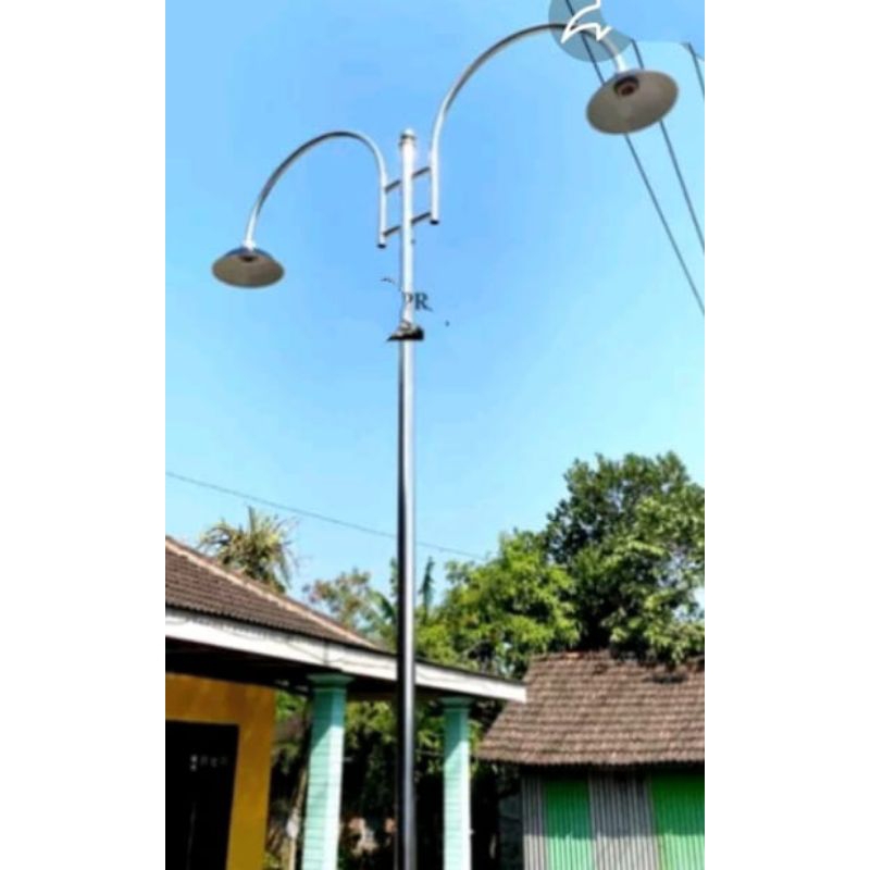 Jual tiang Lampu 2 lengkung full set tiang cup fitting | Shopee Indonesia