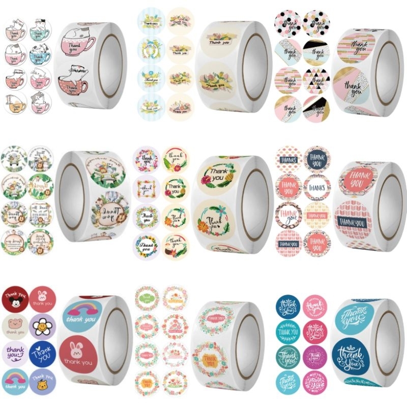 Jual [500 PCS] STIKER ROLL LABEL THANK YOU STICKER TQ DIY TERIMA KASIH ...