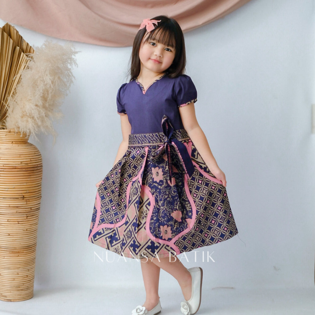 Jual Nuansa Batik Dress Batik Anak Bahan Katun Stretch | Shopee Indonesia