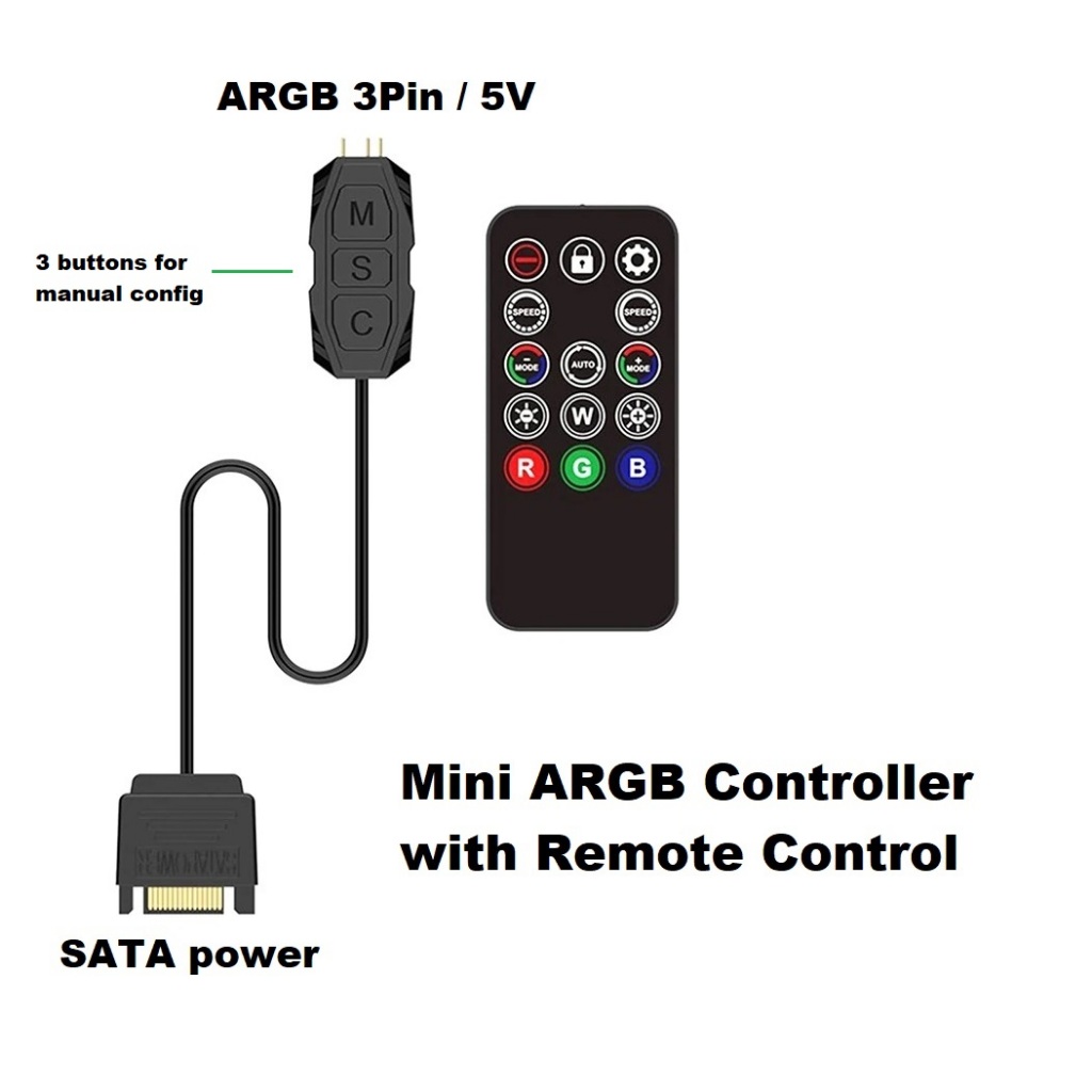 Jual Coolmoon AR-1 ARGB Mini Controller 5V 3 Pin to SATA ARGB Hub ...