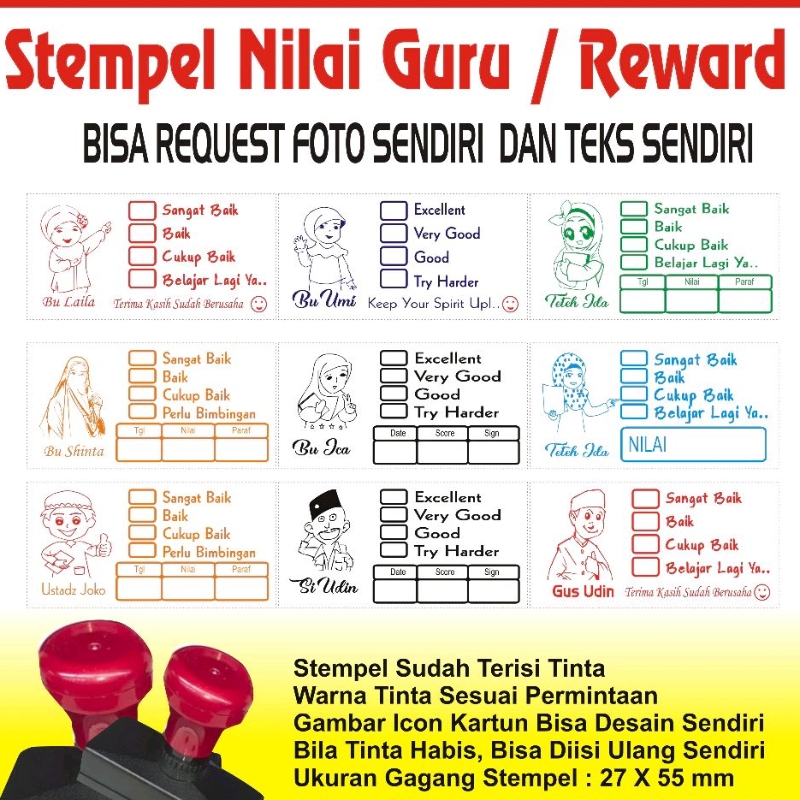 Jual Stempel Reward || Nilai Untuk PAUD TK SD || Koreksi || Checked ...