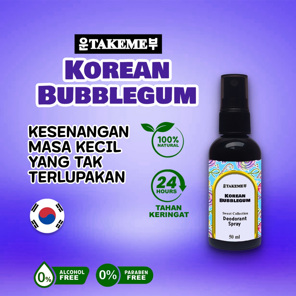 Jual Korean Bubblegum - TAKEME Deodorant Spray Tawas 50ML | Shopee Indonesia