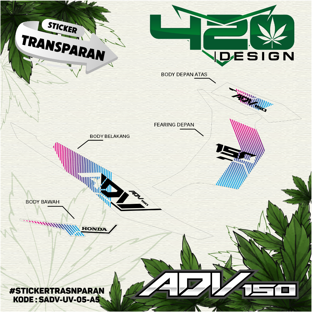 Jual Stiker Striping Transparan ADV 150 Motif Malay Rainbow - Stiker ...