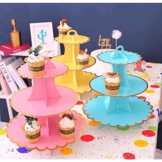 Jual standing cake tier cupcake 3 tingkat tempat kue warna pastel polos | Shopee Indonesia