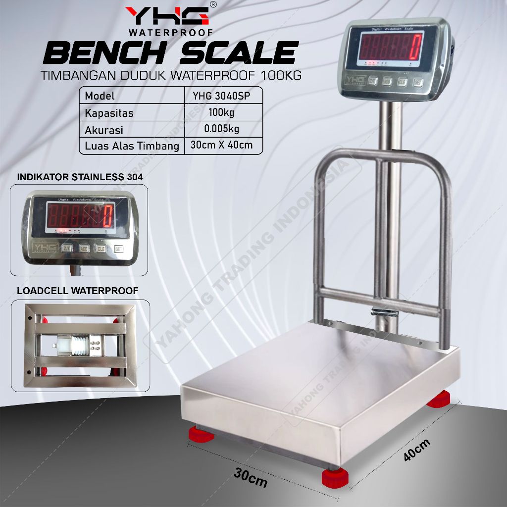 Jual Timbangan Digital 100kg 0.005kg Timbangan Duduk Bench Scale YHG Waterproof Anti Air ...