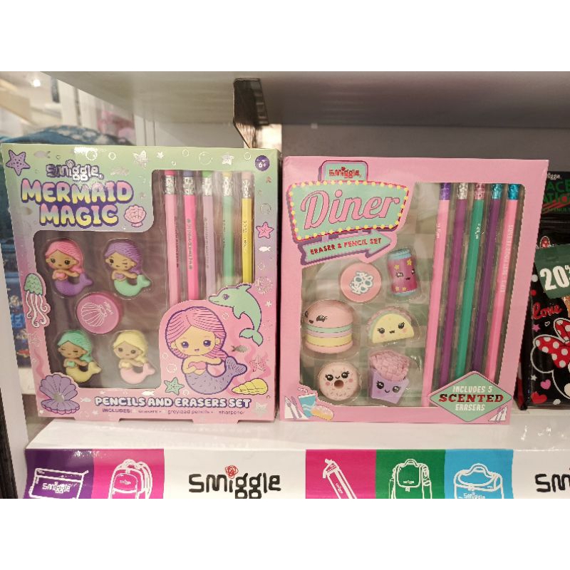Jual Smiggle Mermaid / Dinner Eraser Pencil Set Paket Pensil Alat Tulis ...
