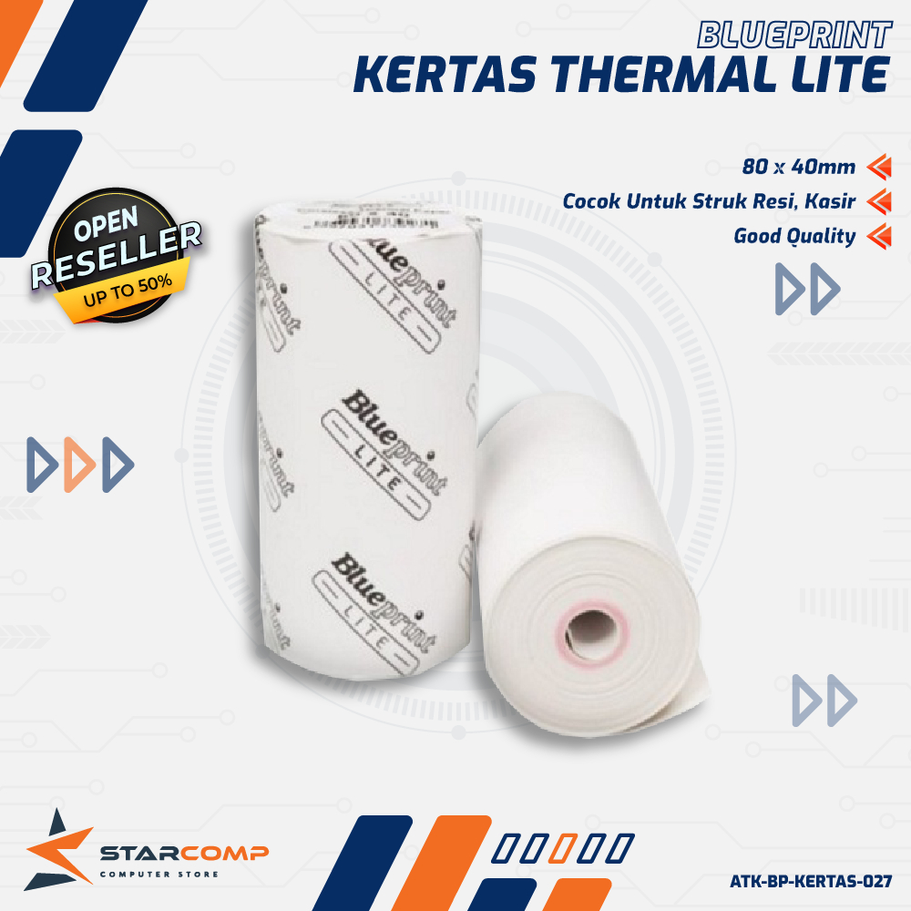 Jual Blueprint Lite 80x40 mm Kertas Thermal 80x40 Struk kasir POS ...