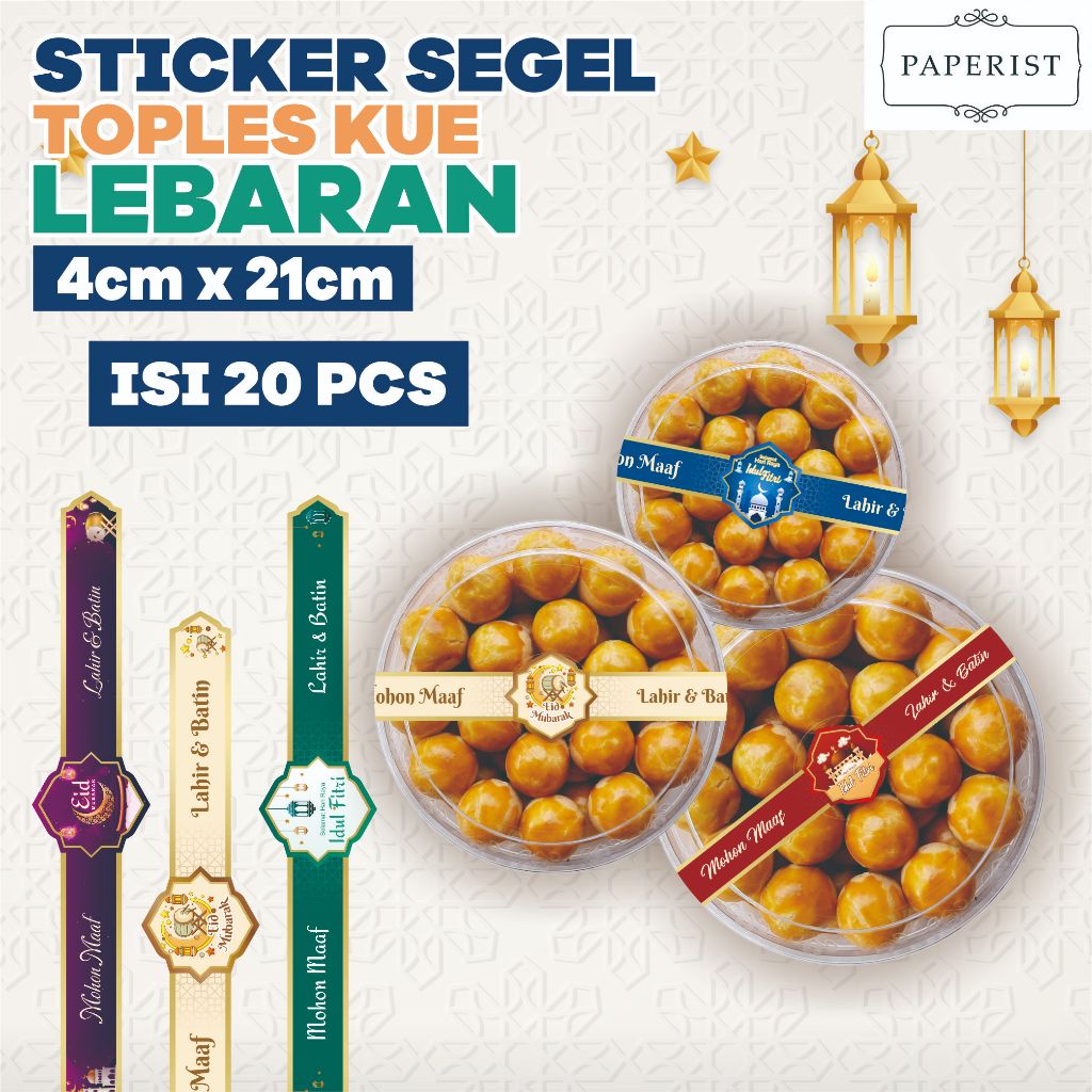 Jual Sticker Toples Lebaran Ukuran 4cm x 21cm Isi 20 Pcs / Stiker ...