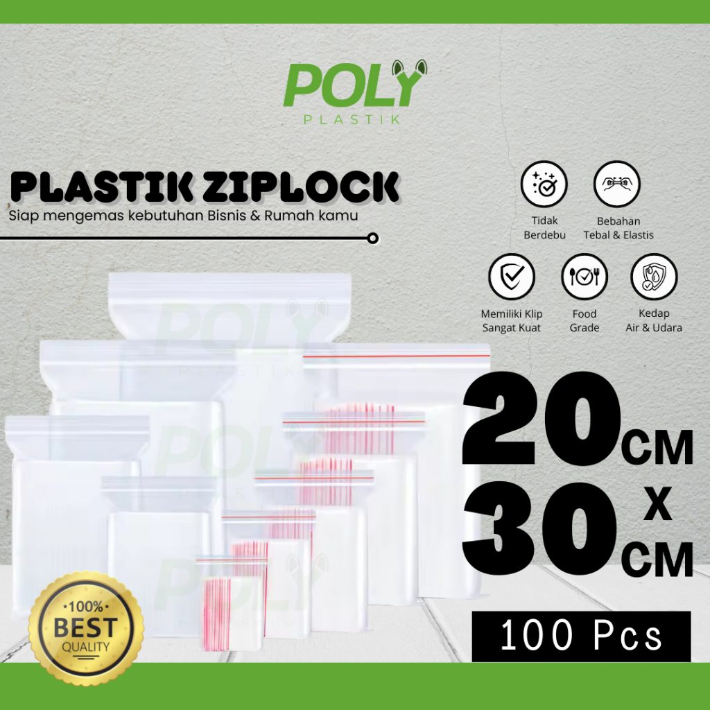 Jual Plastik Ziplock/ Plastik Klip Bening/ Zipper Bag Ukuran 20x30cm ...