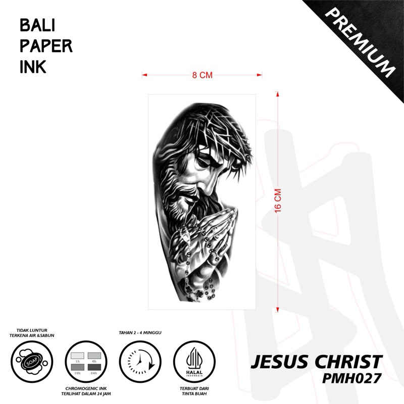 Jual Tato Jesus Christ PMH027 - Premium Temporarry Tattoo - By Bali ...