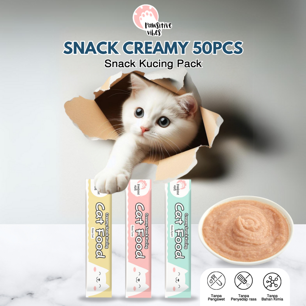 Jual PAKET Snack Creamy Kucing Isi 50 PCS - Cat Food - Paket Cemilan ...