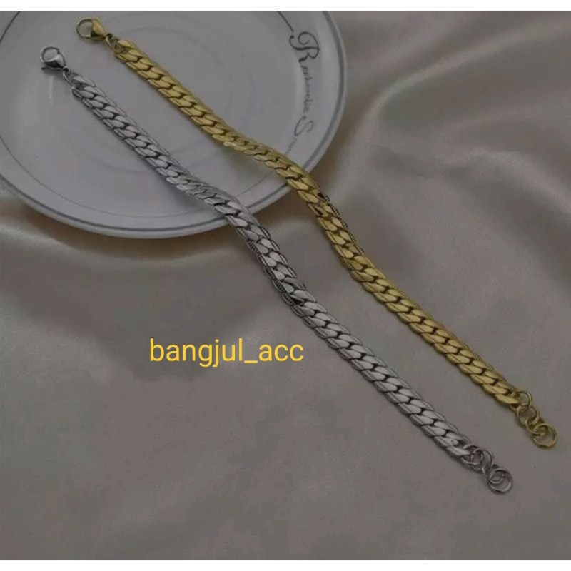 Jual gelang tangan titanium stainless steel pria model sisik ular gold ...