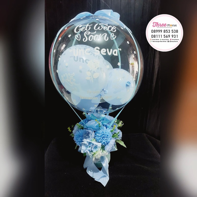 Jual box bunga balon / box bunga balon graduation / ucapan get well ...