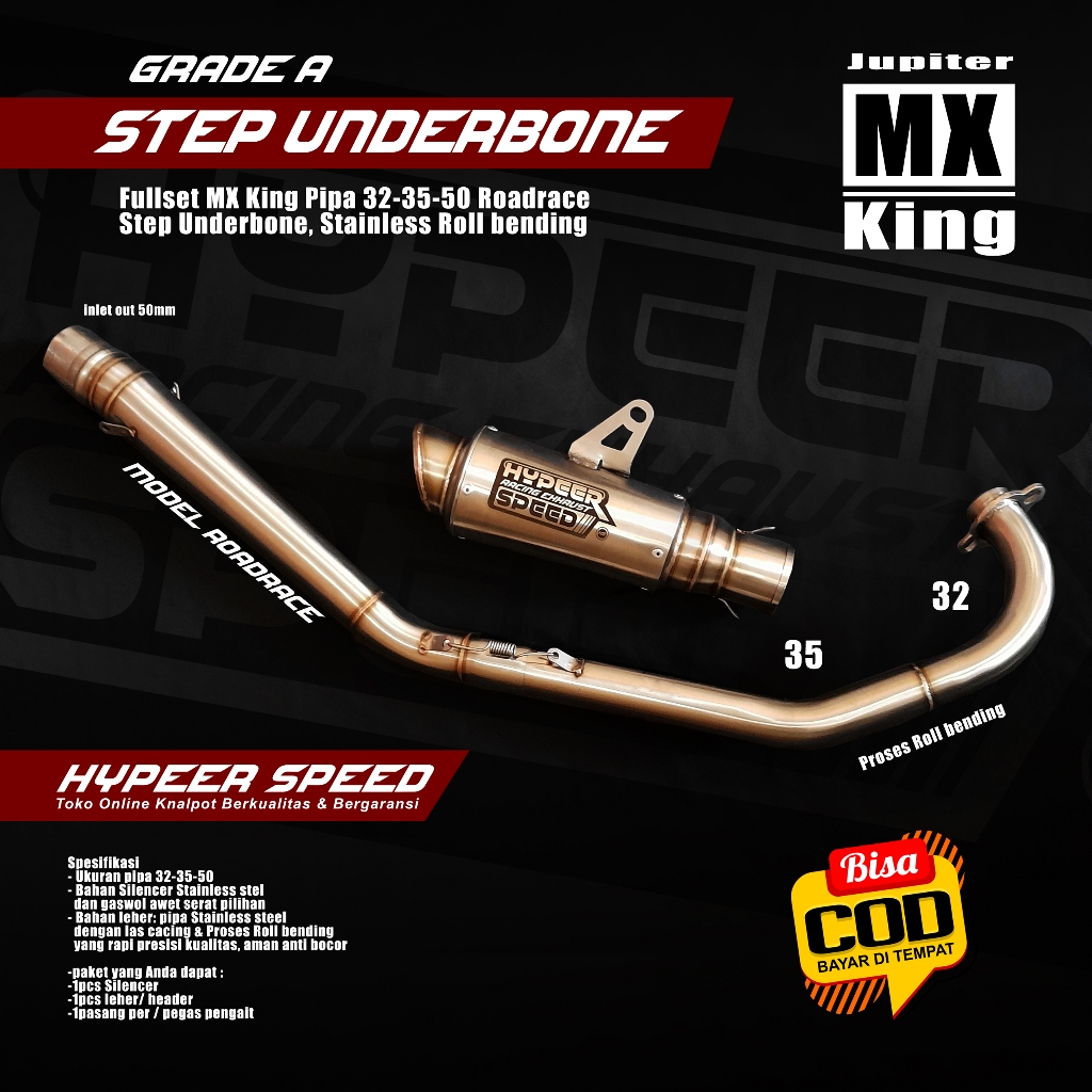 Jual Knalpot Jupiter MX King, Model Roadrace Underbone, 32-35-50 Type ...