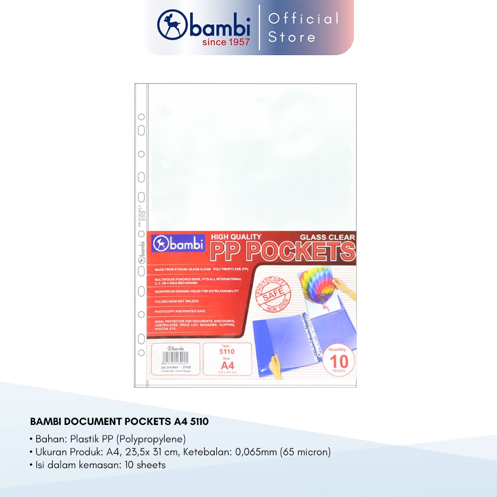 Jual Bambi Document Pocket A4 Isi 10 Lembar Ketebalan 0.06 mic Tipe ...
