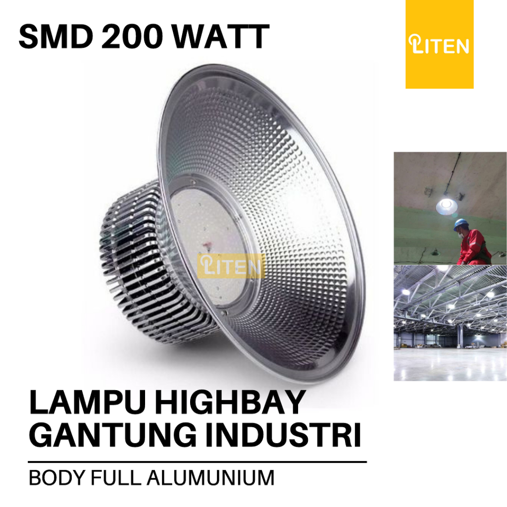 Jual FULL ALUMUNIUM Lampu Highbay LED 200W Lampu UFO Gantung Industri ...