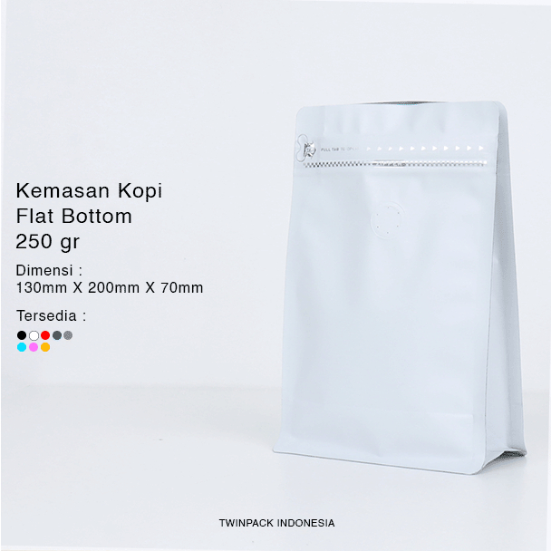 Jual Kemasan Kopi 200 - 250 Gram Ziplock Putih Flat Bottom | Valve ...