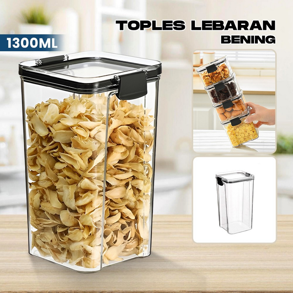 Jual Toples Lebaran Kotak Bening 1300ML Kontainer Makanan Kue Kering ...