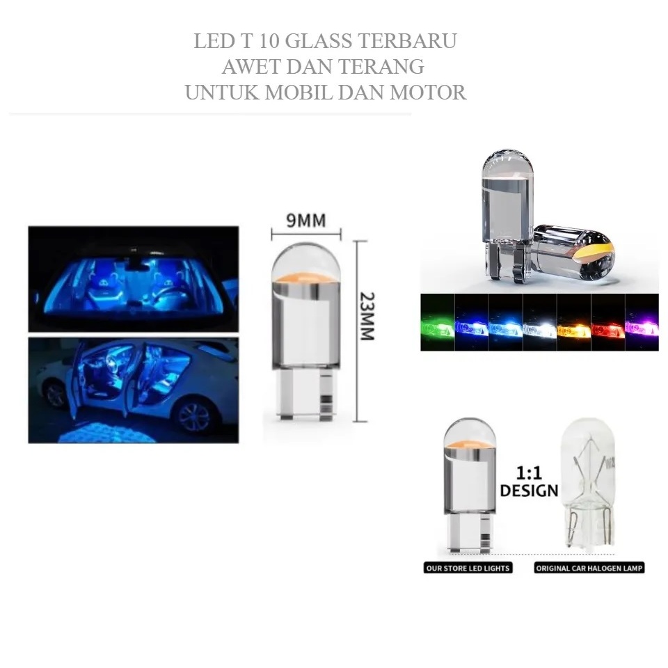 Jual Lampu LED T10 COB 360 bahan Kaca untuk lampu Senja Sein ...