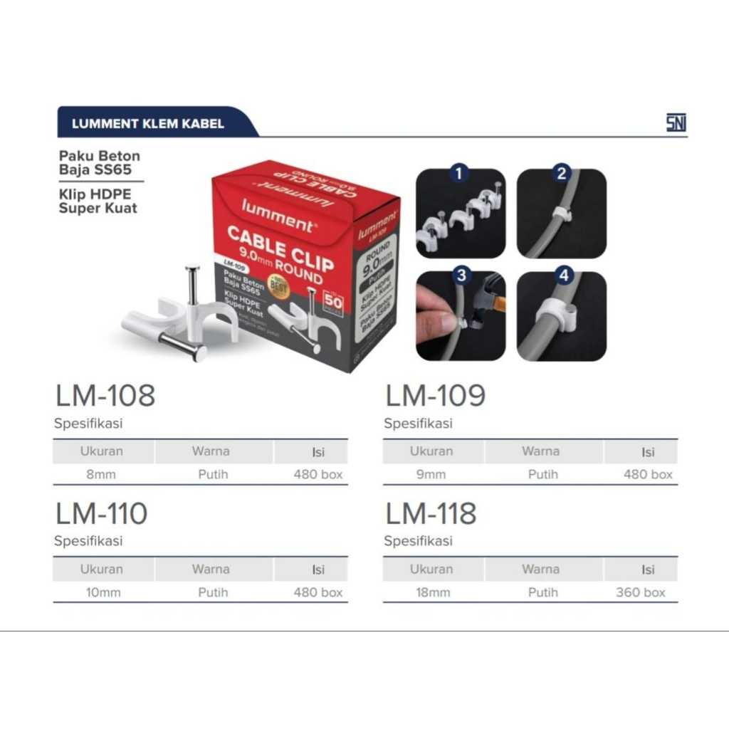 Jual Klem Kabel Paku Beton 10mm LUMMENT / Klem Beton 10mm LUMMENT ...