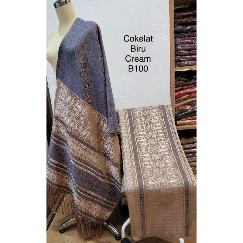 Jual Songket Medan Tumtuman Tarutung Tanpa Sambungan Warna Cokelat Biru ...